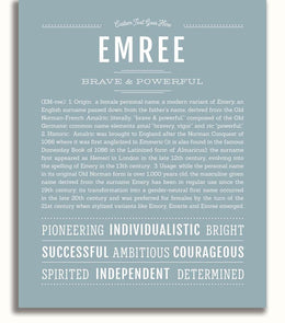 Emree Personalized Name Meaning Art Prints – Name Stories