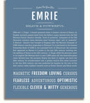Emrie Personalized Name Meaning Art Prints – Name Stories