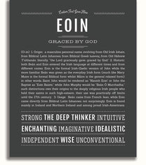 Eoin Personalized Name Meaning Art Prints – Name Stories