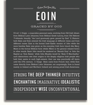 Eoin Personalized Name Meaning Art Prints – Name Stories