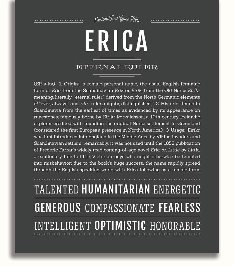 Erica Personalized Name Meaning Art Prints – Name Stories