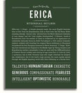 Erica Personalized Name Meaning Art Prints – Name Stories