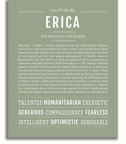 Erica Personalized Name Meaning Art Prints – Name Stories