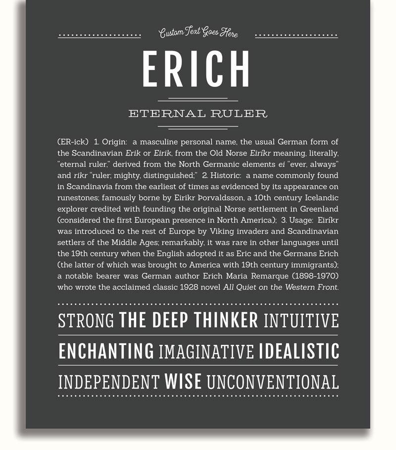 Erich Personalized Name Meaning Art Prints – Name Stories