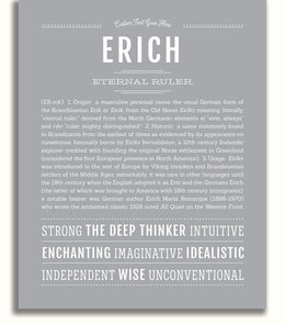Erich Personalized Name Meaning Art Prints – Name Stories