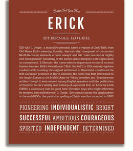 Erick Personalized Name Meaning Art Prints – Name Stories