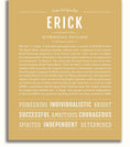 Erick Personalized Name Meaning Art Prints – Name Stories