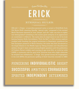 Erick Personalized Name Meaning Art Prints – Name Stories