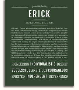 Erick Personalized Name Meaning Art Prints – Name Stories