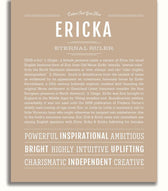 Ericka Personalized Name Meaning Art Prints – Name Stories