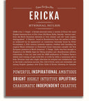 Ericka Personalized Name Meaning Art Prints – Name Stories