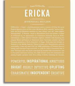 Ericka Personalized Name Meaning Art Prints – Name Stories