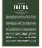Ericka Personalized Name Meaning Art Prints – Name Stories