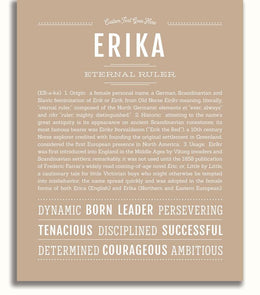 Erika Personalized Name Meaning Art Prints – Name Stories