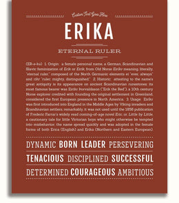 Erika Personalized Name Meaning Art Prints – Name Stories