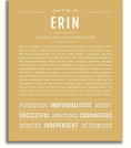 Erin Personalized Name Meaning Art Prints – Name Stories