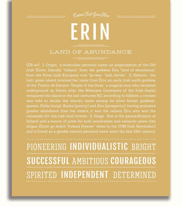 Erin Personalized Name Meaning Art Prints Name Stories