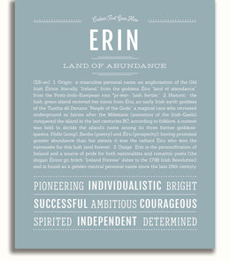 Erin Personalized Name Meaning Art Prints – Name Stories