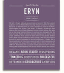 Eryn Personalized Name Meaning Art Prints – Name Stories