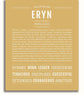 Eryn Personalized Name Meaning Art Prints – Name Stories