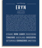 Eryn Personalized Name Meaning Art Prints – Name Stories