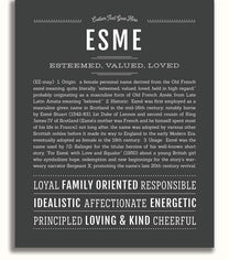 Esme Personalized Name Meaning Art Prints – Name Stories