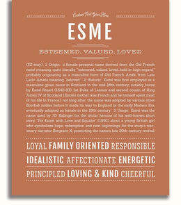 Esme Personalized Name Meaning Art Prints – Name Stories