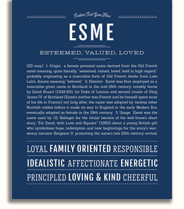 Esme Personalized Name Meaning Art Prints – Name Stories