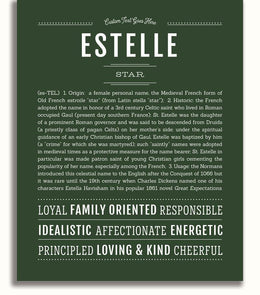 Estelle Personalized Name Meaning Art Prints – Name Stories