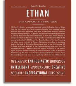 Ethan Personalized Name Meaning Art Prints – Name Stories