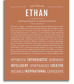 Ethan Personalized Name Meaning Art Prints – Name Stories