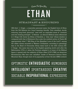 Ethan Personalized Name Meaning Art Prints – Name Stories