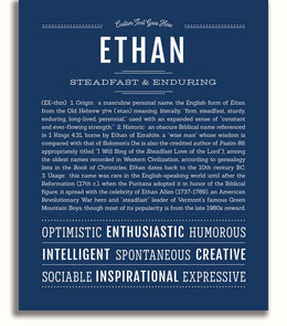 Ethan Personalized Name Meaning Art Prints – Name Stories