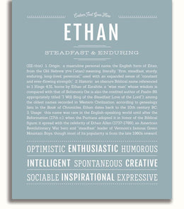Ethan Personalized Name Meaning Art Prints – Name Stories