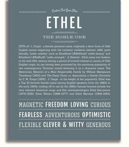 Ethel Personalized Name Meaning Art Prints – Name Stories