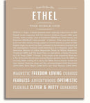 Ethel Personalized Name Meaning Art Prints – Name Stories