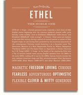 Ethel Personalized Name Meaning Art Prints – Name Stories