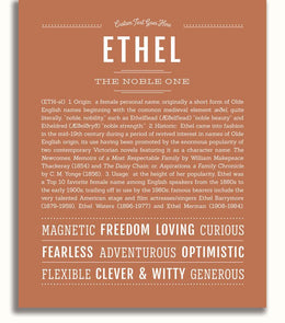 Ethel Personalized Name Meaning Art Prints – Name Stories