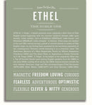Ethel Personalized Name Meaning Art Prints – Name Stories