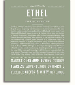 Ethel Personalized Name Meaning Art Prints – Name Stories