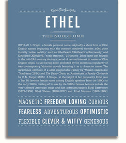 Ethel Personalized Name Meaning Art Prints – Name Stories