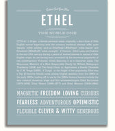 Ethel Personalized Name Meaning Art Prints – Name Stories