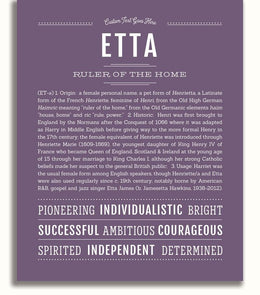 Etta | Name Art Print – Name Stories