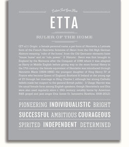 Etta | Name Art Print – Name Stories