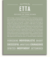Etta Personalized Name Meaning Art Prints – Name Stories