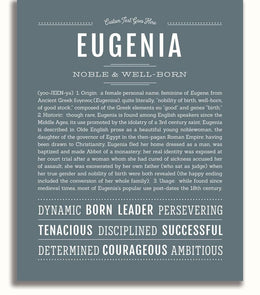 Eugenia Personalized Name Meaning Art Prints – Name Stories