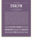 Evalyn Personalized Name Meaning Art Prints – Name Stories