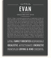 Evan (male) | Name Art Print – Name Stories