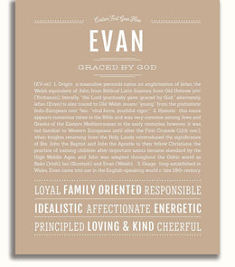Evan (male) | Name Art Print – Name Stories