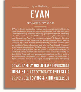 Evan (male) | Name Art Print – Name Stories